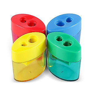 KIDMEN 2 Holes Pencil Sharpener,Pencil Sharpener for Kids,Pencil Sharpener Handheld-12 PACK