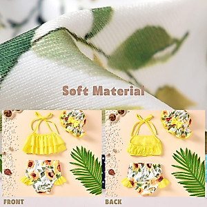 Infant Baby Girls Swimsuit Floral Bikini Sunflower Two Pieces Bathing Suit Swimwear Summer Beach Wear Set Yellow 0-6 Months