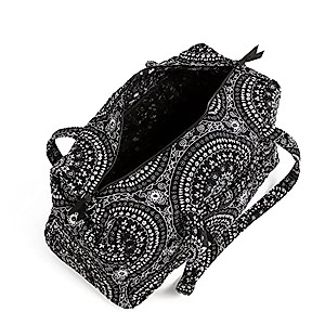 Vera Bradley Women's Cotton Medium Travel Duffel Bag, Black Bandana Medallion, One Size