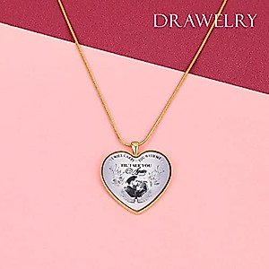 Drawelry Personalized Photo Memorial Necklace Customized Picture Pendant With Angel Wings Sterling Silver Snake Chain for Women Men Heart Memory Necklace Jewelry Gift for Anniversary Loving Memory