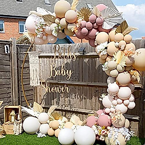 Dusty Rose Pink Balloon Arch Kit Nude Blush Gold Double Stuffed Balloon Garland 121 Latex Pastel Neutral Balloons for Gender Reveal, Baby Shower Bridal Engagement, Boho Wedding baptism Party