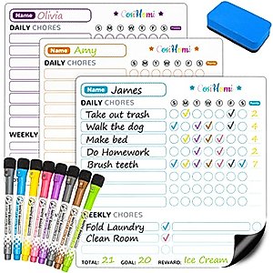 CosiHomi Magnetic Chore Chart For Kids Multiple Kids Chore Chart|Dry Erase Chore Chart |Magnetic Chore Chart For Refrigerator|Chores Chart For Kids |Chore Board |Chore Chart For Adults -3PCS
