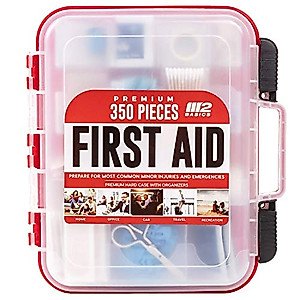 Professional 350 Piece Emergency First Aid Kit | Business & Home Medical Supplies | Hard Case, Dual Layer, Wall Mountable | Office, Car, School, Camping, Hunting, Sports
