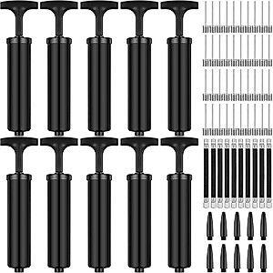 Reginary 10 Pcs Ball Pump Bulk Air Pump for Balls Inflatable Football Pump with Needle and Extension Hose Pump Portable Hand Pump Kit for Balls Basketball Soccer Volleyball (Black,Classic Style)
