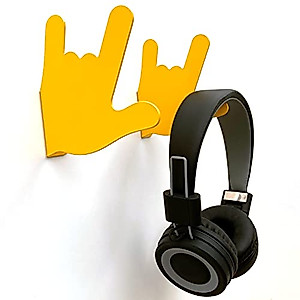 ASTUD Decorative Wall Mounted Hooks (2pcs) Functional Art, Funny, Space-Saving, Heavy Duty Metal Wall Hooks for Bags, Coats, Scarves, Keys, Towels and More (Rock-Yellow)