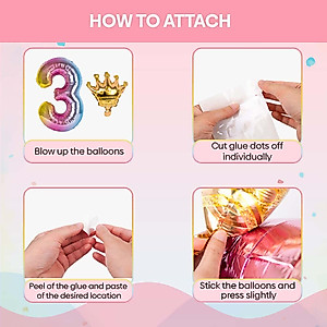 Captain Decor 3 Number Balloon 40 Inch Rainbow Gradient with Detachable Crown – Easy Inflate and deflate reusable, Premium Foil Mylar Balloons for Birthdays, Anniversaries, and Party Decorations