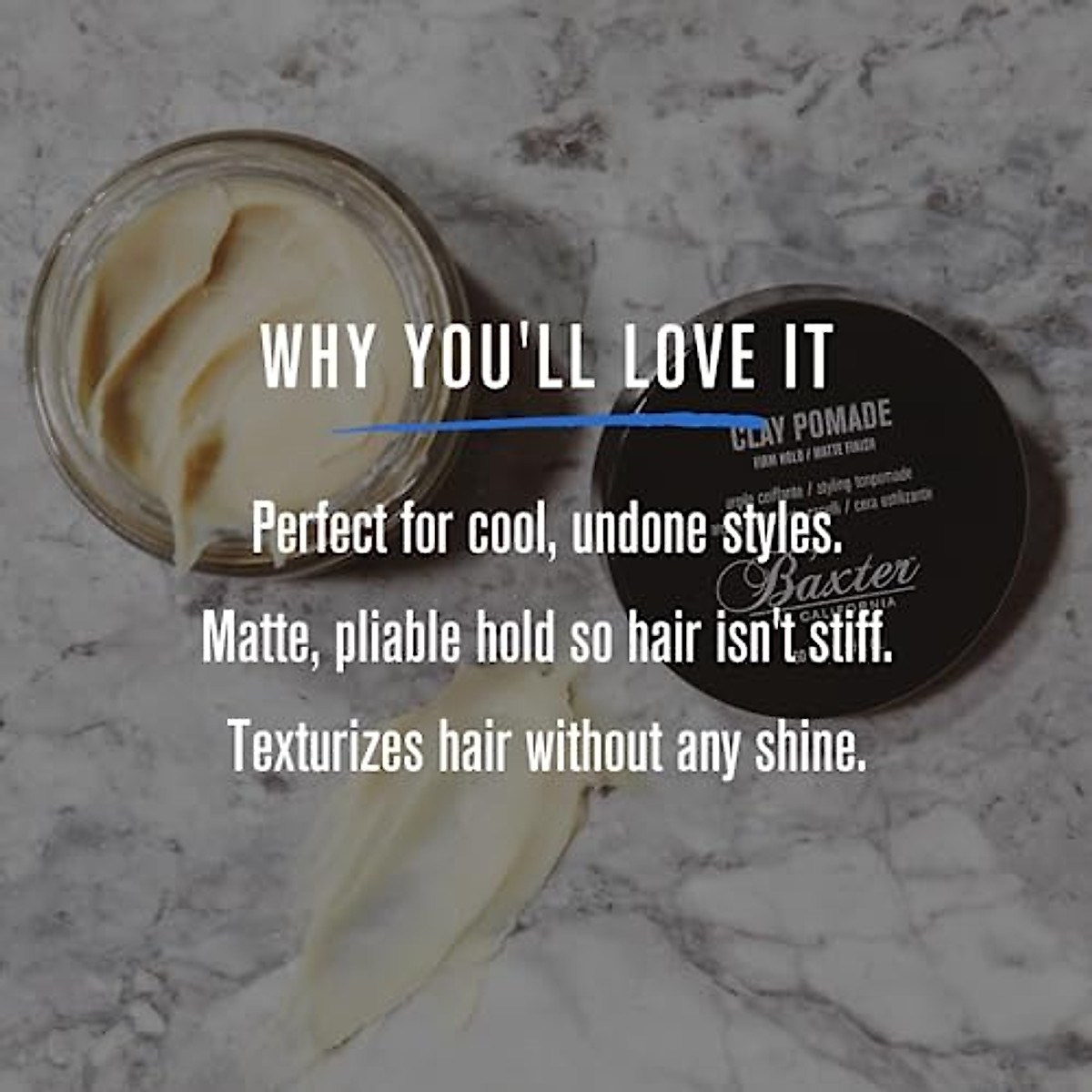 Baxter of California Clay Pomade Firm Hold / Matte Finish Hair Pomade for Men and Women, Perfect for Texturizing Straight or Wavy Hair - 2 Ounces