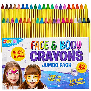 42PCS Face and Body Paint Crayons, Face Painting Kit Safe and Non-Toxic Ultimate Party Pack Including 14 Metallic Colors for Birthday Makeup Party Supplies, Festivals, Easter Gifts for Kids
