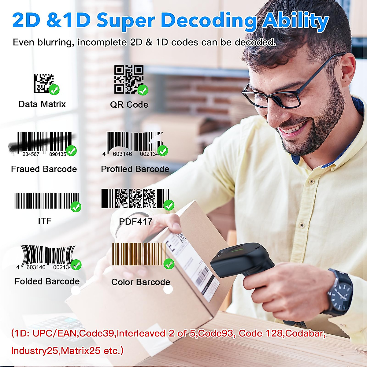 2D Barcode Scanner,Alacrity USB Wired Handheld QR Code Scanner Reader,Plug and Play,Compatible with Windows,Mac,Android,Linux,Work with PC,POS Machine,Laptop in Retails,Book Store,Pharmacy