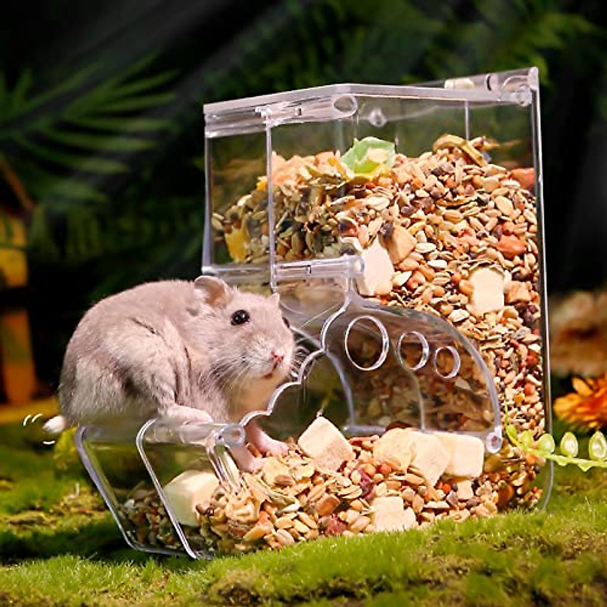 Lucky Interests 2 pcs Hamster Automatic Feeder 400ml, Hamster Food Dispenser with Brackets Small Animals Food Bowl for Dwarf Hamster Guinea Pig Chinchilla Gerbil Bird Hedgehog Ferret with 2 Spoon