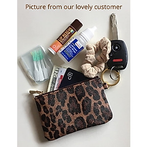 Heesch 2 Pack Mini Coin Purse Cheetah Change Purse Small Zipper Pouch Wallet for Women (Leopard & Ivory Leopard)