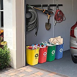 Acrimet Wastebasket Bin for Recycling 13QT (Made of Plastic) (Metal/Yellow, Paper/Blue, Glass/Green, Plastic/Red) (Set of 4)