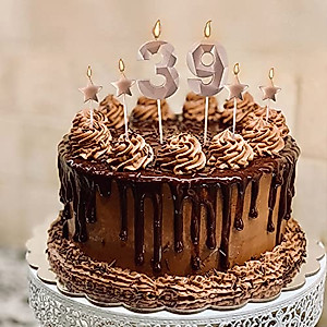 Rose Gold Number 9 Birthday Candles and Star Birthday Candles 2.76 inch Birthday Cake Candles 3D Diamond Shaped Candles are Suitable for Birthday Parties and Anniversary Cake Decorations Candles