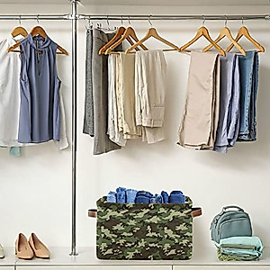 ALAZA Military Camouflage Large Storage Basket with Handles Foldable Decorative 1 Pack Storage Bin Box for Organizing Living Room Shelves Office Closet Clothes