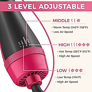Nurifi Hair Dryer Brush Blow Dryer Brush in One, Hair Dryer and Styler Volumizer, 4 in 1 Hot Air Brush for Straightening, Curling, Drying, Salon, One Step Styling Tools (Pink)