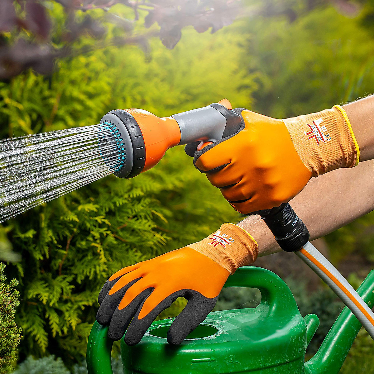 SAFEAT General Waterproof Work Gloves for Men and Women – Flexible, Double Coated Latex, Multipurpose, Sandy Grip Foam 1 Pair (Medium)