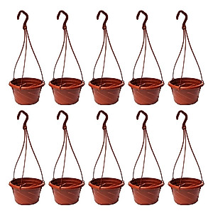 YARDWE Hanging Planter Balcony Orchid Pot: 10pcs Indoor Flower Basket Hanger Brown Succulent Pot Garden Flower Bonsai Container