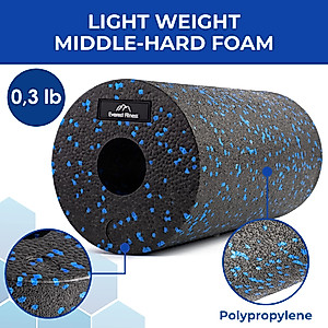 EVEREST FITNESS Foam Roller - Medium Density Level - Foam Rollers for Back Pain or Muscle Massage - Physical Therapy Roll for Legs or Body - Deep Tissue Massage - Black/Blue