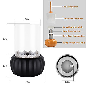 Indoor/Outdoor Portable Pumpkin Tabletop Fire Pit Fireplace - Ethanol Ventless Mini Fireplace Long Time Burning Smokeless Odorless(Black)