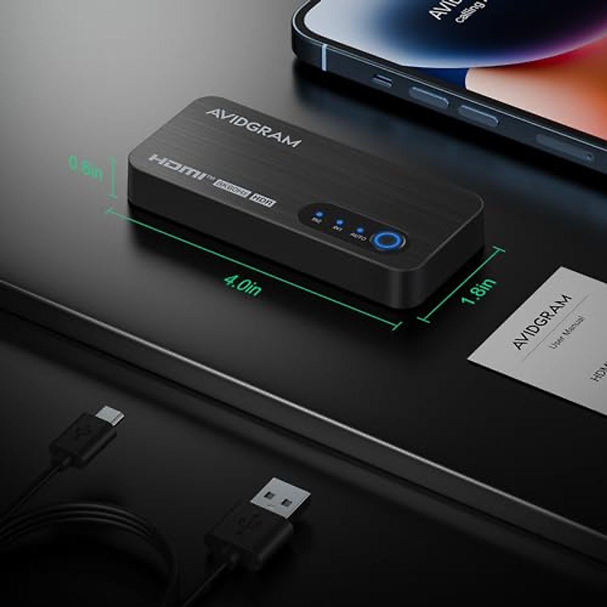 HDMI 2.1 Switch 8K, AVIDGRAM HDMI Switcher 2 in 1 Out, 2 Port 4K 120Hz Auto HDMI Selector Hub Support 8K@60Hz 48Gbps, Compatible with Xbox Series X, PS4 Pro, PS5, UHD TV, Monitor, Projector