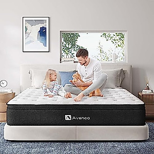 Avenco Queen Mattress, 12 Inch Hybrid Mattress with Comfort Foam, Gel Memory Foam and Individually Pocket Innerspring Queen Size Mattress for Motion Isolation & Edge Support, CertiPUR-US Certified