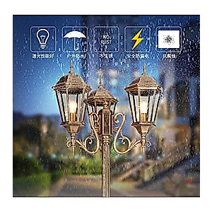 MODEBHD 3 Heads Courtyard Street Light Outdoor Waterproof European Post Lamp Retro Road Light Outdoor Led Landscape High Pole Villa Garden Hanging Lantern (Size : 1.85m)