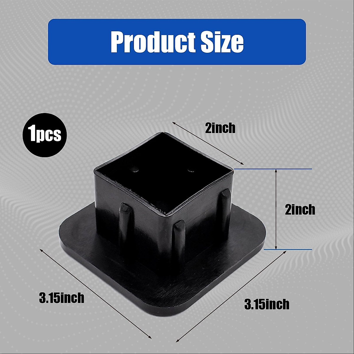 Fogfar 1 PC Square Tow Hitch Dust Plug, 3.14" x 3.14" x 1.96" American Flag Pattern Tow Tube Square Cover, Trailer Receive Tube Plug, Fits 2" x 2" Receiver Tube (Black)
