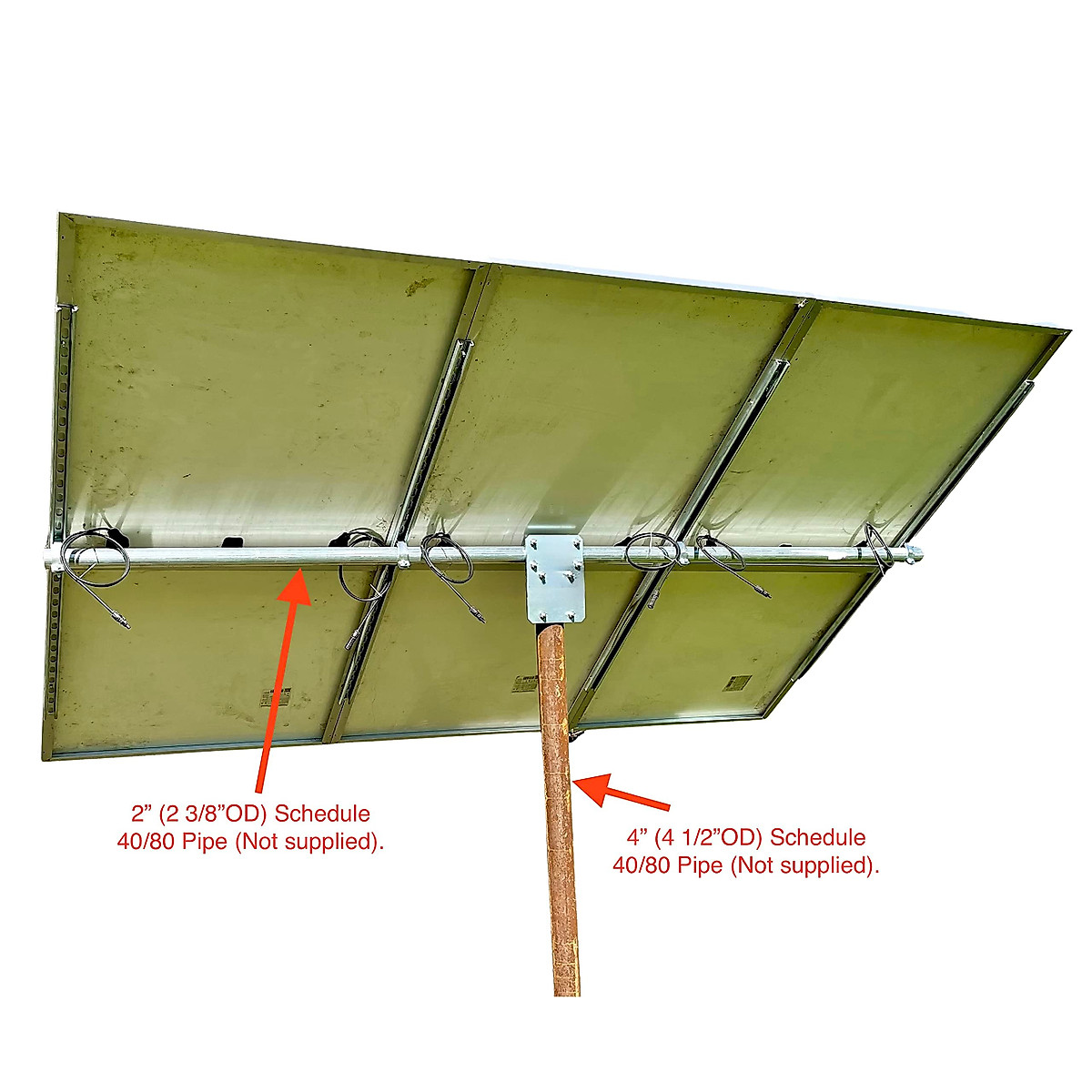 Solar Panel Array Top of Pole Ground Mount Bracket 4" Pipe Universal Bolt On