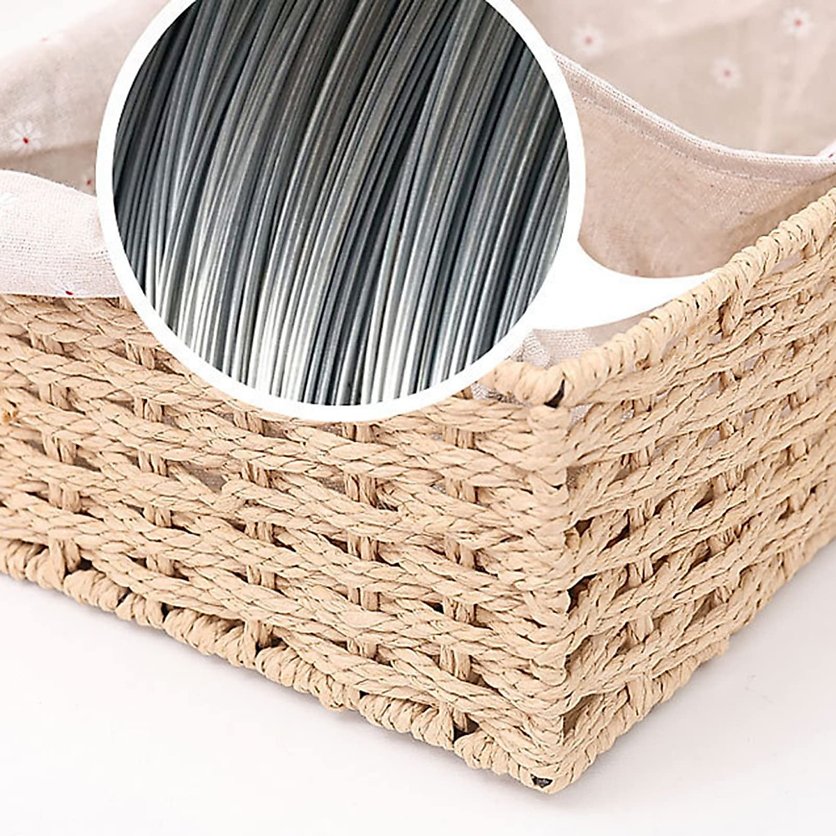 curfair Storage Box Storage Container Convenient Sundries Box Sturdy Construction Good Load Capacity Fabric Multifunction Handmade Clothes Toys Rattan Storage Basket Household Supplies-Khaki-L