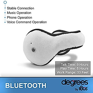 180s Degree Womens Bluetooth Ear Warmer with Built-in Mic & Hi-Definition Speakers - Adjustable Size, Snow White