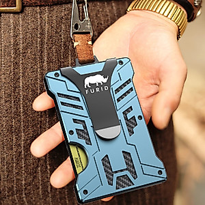 furid Minimalist Wallet for Men Slim: Tactical Wallet - Metal Wallet with Money Clip - RFID Wallet with ID Holder - Credit Card Holder - Front Pocket Wallet for Men