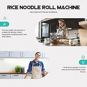 Rice Noodle Roll Steamer Machine - 2 Layers 2 Trays Chinese Cantonese Cheung Fun Changfen Maker for Commercial and Home Use with Extra Stainless Steel Holed Steam Tray and Long Handle