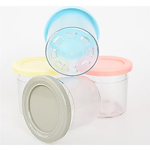 4 Pack Ice Cream Maker Pint Containers with Lid For Ninja - Compatible with NC299AMZ & NC300s Series XSKPLID2CD NC300 NC301 Ninja Creami Replacement Parts, BPA-Free Airtight Dishwasher Safe