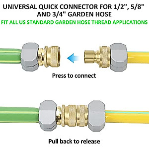 STYDDI Full Flow Garden Hose Quick Disconnect Fitting, Brass 3/4 Inch GHT Thread Water Hose Quick Release Connector Coupler, High Flow, No-Leak, Easy to Use, 2-Pack