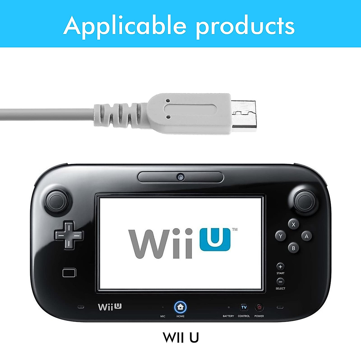 Charger for Wii U Gamepad, AC Adapter Power Cord Charging Cable Replacement for Nintendo Wii U Gamepad
