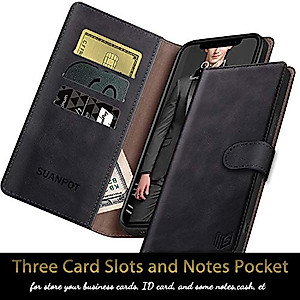 SUANPOT for Samsung Galaxy S10+ /S10 Plus 6.4 (Not Fit S10,S10e) Leather Wallet case for Men with RFID Blocking Credit Card Holder, Flip Folio Book Cell Phone Cover Shockproof case Pocket 2018 Black