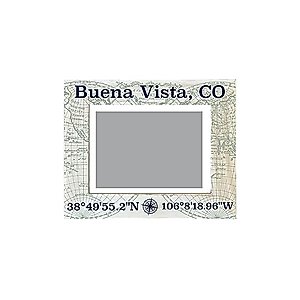 R and R Imports Buena Vista Colorado Souvenir Wooden Photo Frame Compass Coordinates Design Matted to 4 x 6