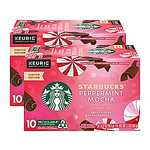 Starbucks Flavored K-Cup Coffee Pods (Peppermint Mocha, 10 Count (Pack of 2))