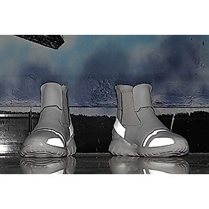 Soulsfeng High Top Sneakers Reflective Shoes Leather Splicing Lightweight Non Slip Walking Shoes White Women Size 9.5 Men Size 8