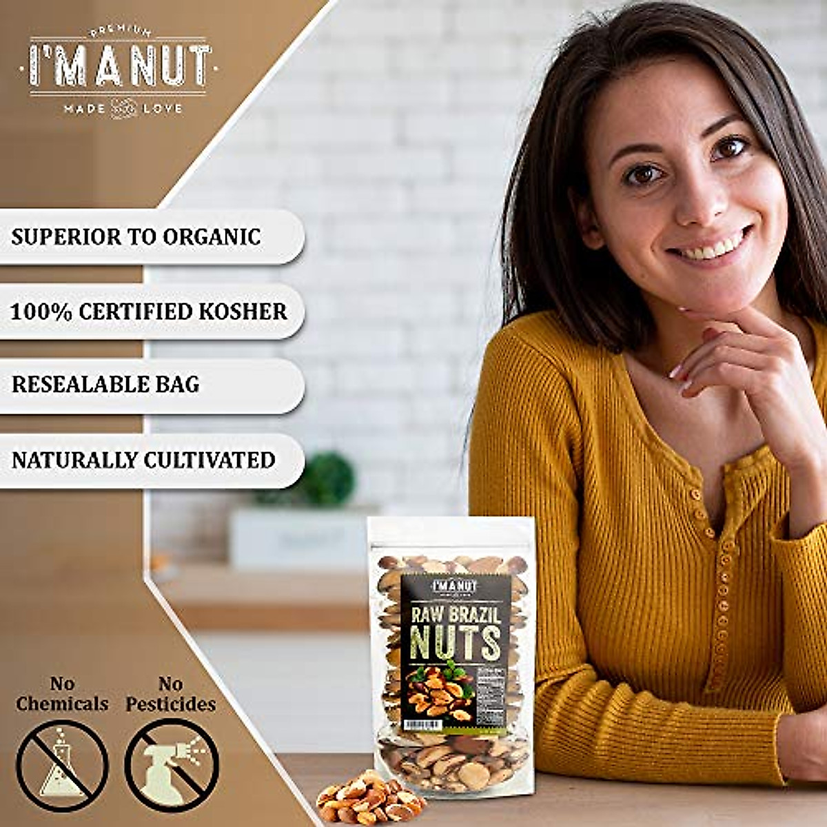 Raw Brazil Nuts 32oz (2 lb) Distinct and Superior to Organic | No PPO Non GMO Batch Tested Gluten & Peanut Free Herbicides Or Pesticides Vegan Keto Friendly Large, Fresh Resealable bag.