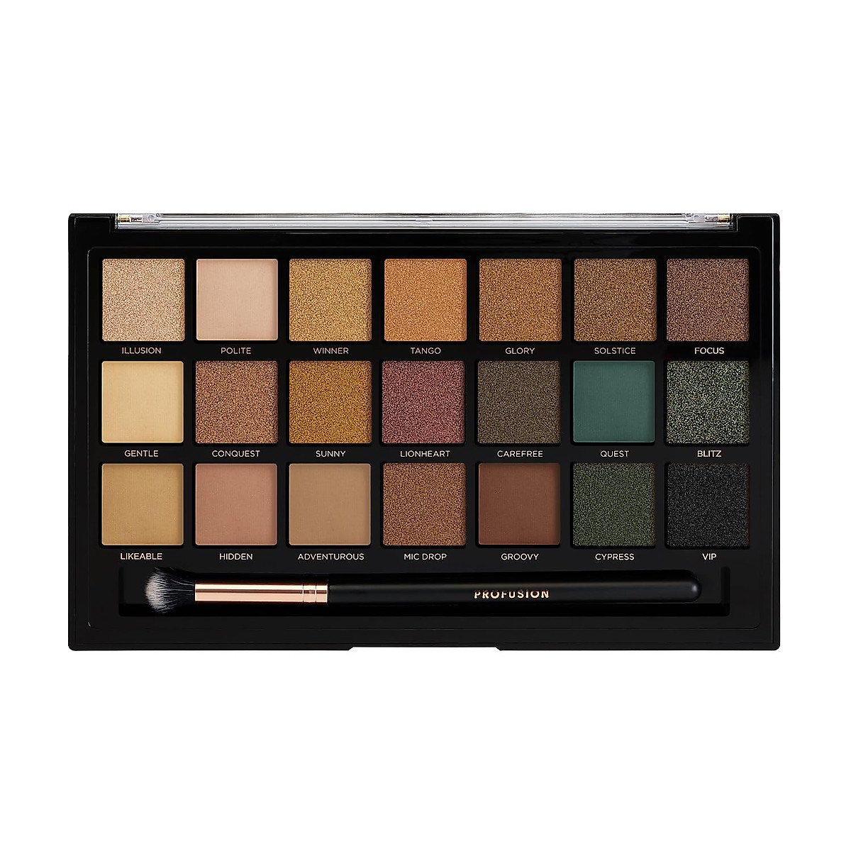 Profusion Cosmetics 21 Shade Eyeshadow Palette Collection & Brush, Chocolates