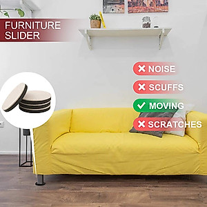 Yelanon Felt Furniture Sliders, 20pcs-3 1/2” Furniture Sliders for Carpet, Furniture Pads Hardwoods Floors, Heavy Furniture Movers Sliders, Reusable Moving Pads, Floor Protectors for Carpet