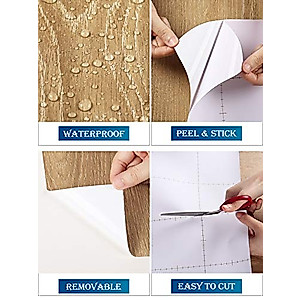 FunStick Brown Natural Wood Contact Paper Peel and Stick Wood Grain Contact Paper Self Adhesive Faux Wood Wallpaper Removable Wood Wall Paper for Countertops Cabinets Desk Shelves Thick 15.8"x78.8"