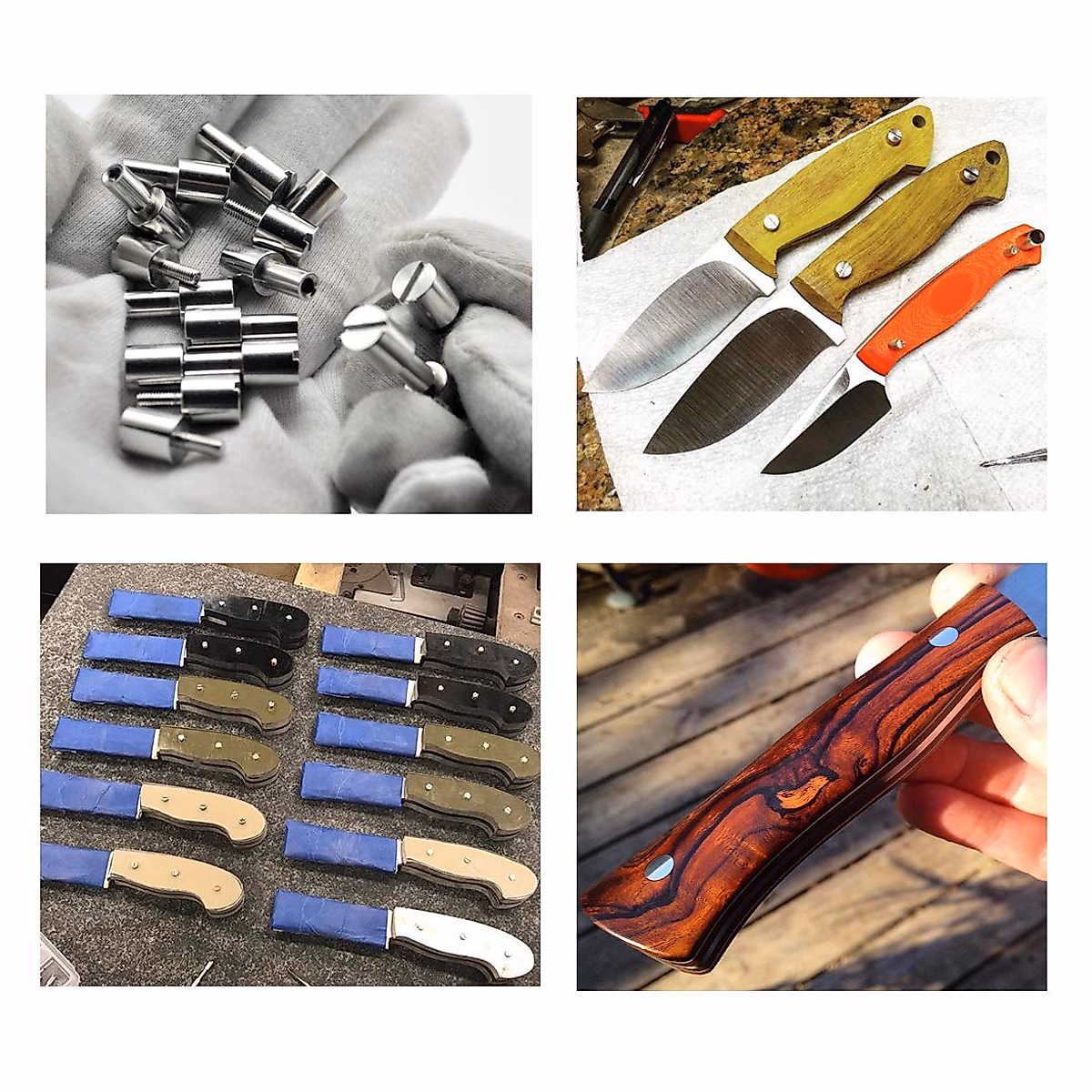 5Afashion EDC Knife Fasteners Rivets,Knifemakers Corby Screws,DIY knife handle stud - 10 sets (brass, 0.2")