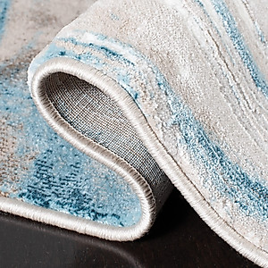 SAFAVIEH Meadow Collection 6' x 9' BeigeBlue MDW553B Modern Abstract Non-Shedding Living Room Dining Bedroom Area Rug