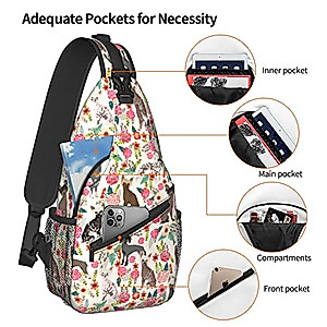 Cute Chinese Crested Dogs Lovers Rose Flower Floral Dog Puppy Animals 3D Printing Sling Bag Folding Chest Shoulder Backpack Crossbody Bags For Men Women Travel Gym School Ipad Backpacks Birthday Gifts
