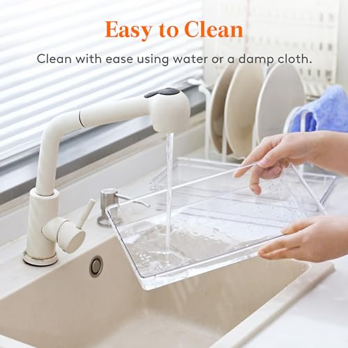 Lifewit Silverware Drawer Organizer, 5.75" x 11.65" Clear Utensil Tray for Kitchen Drawer, Stackable Plastic Flatware and Cutlery Storage Box Divider for Spoons Forks Knives Tools, 4 Pack