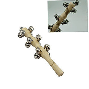 Eioflia Children Wooden Stick 13 Jingle Bell Wood Hand Shake Bell Instrument Rattles Toy Wooden Rattle Kids Wooden Stick 13 Jingle Bell Hand Shake Bell Instrument Rattles Kids Tpys Christmas