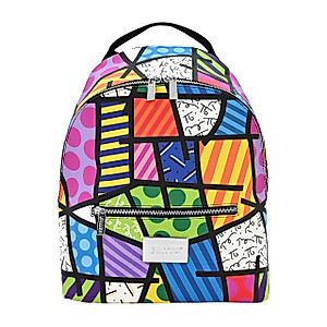 BRITTO Romero Vegan Leather Small Backpack, Colorful Landscape