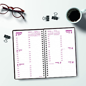 Brownline 2023 DuraFlex Weekly Planner, Appointment Book, 12 Months, January to December, Twin-Wire Binding, 8" x 5", Black (CB75V.BLK-23)